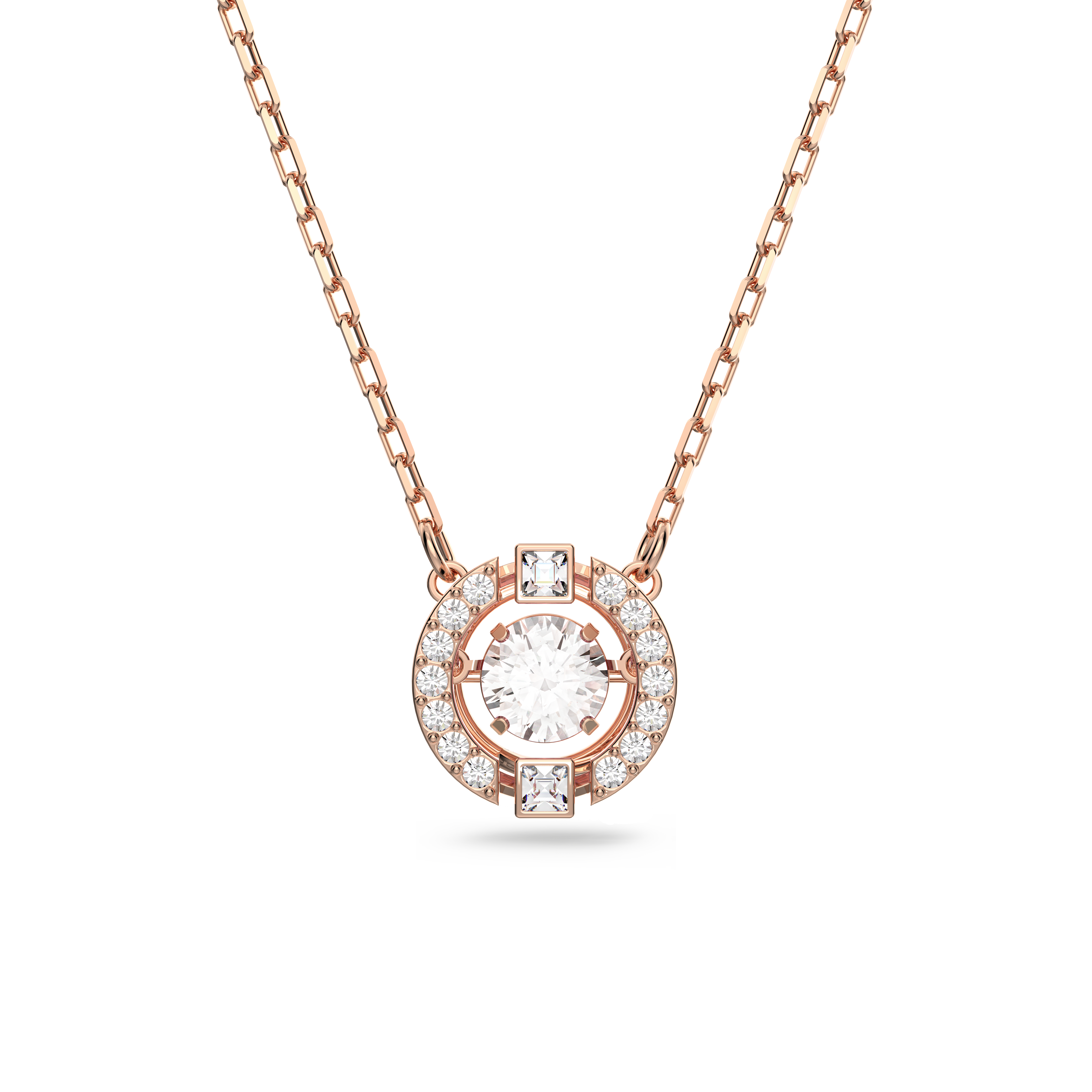 Swarovski Una necklace, Round cut, White, Rose gold-tone plated 5294870 ...