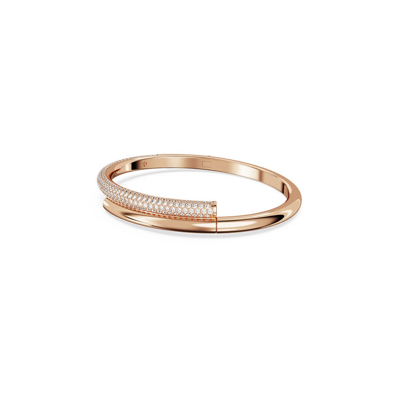 Swarovski Dextera bangle, Magnetic closure, White, Rose gold-tone ...