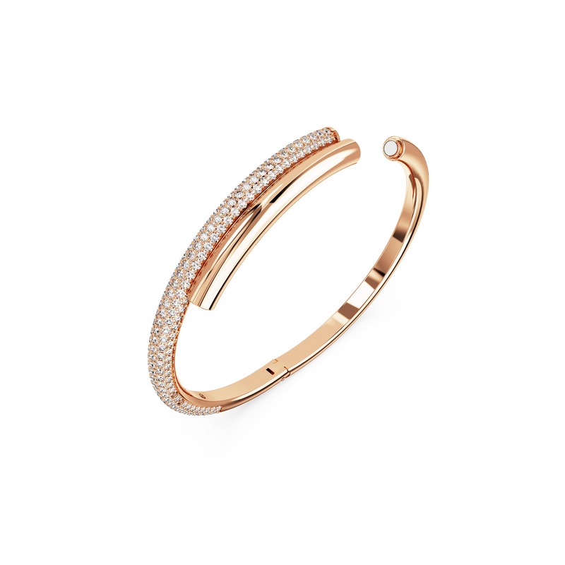 Swarovski Dextera bangle, Magnetic closure, White, Rose gold-tone ...
