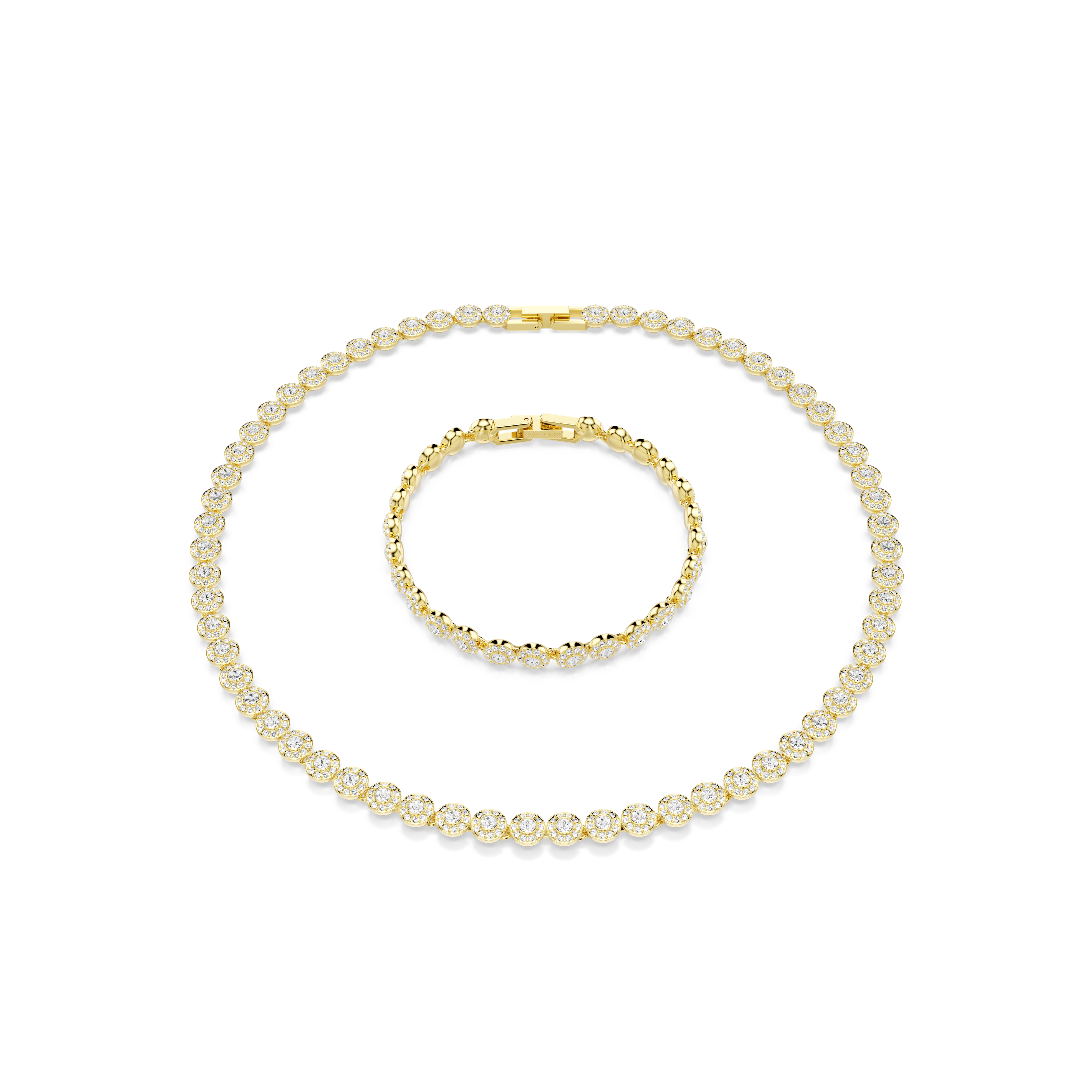 Swarovski Una Angelic set, Round cut, White, Gold-tone plated 5720506 ...
