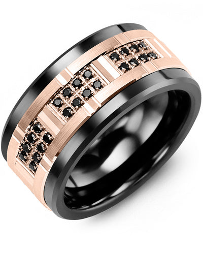 MADANI MEN'S WIDE BLACK DIAMOND FACETED WEDDING BAND RLK110CP-24B ...